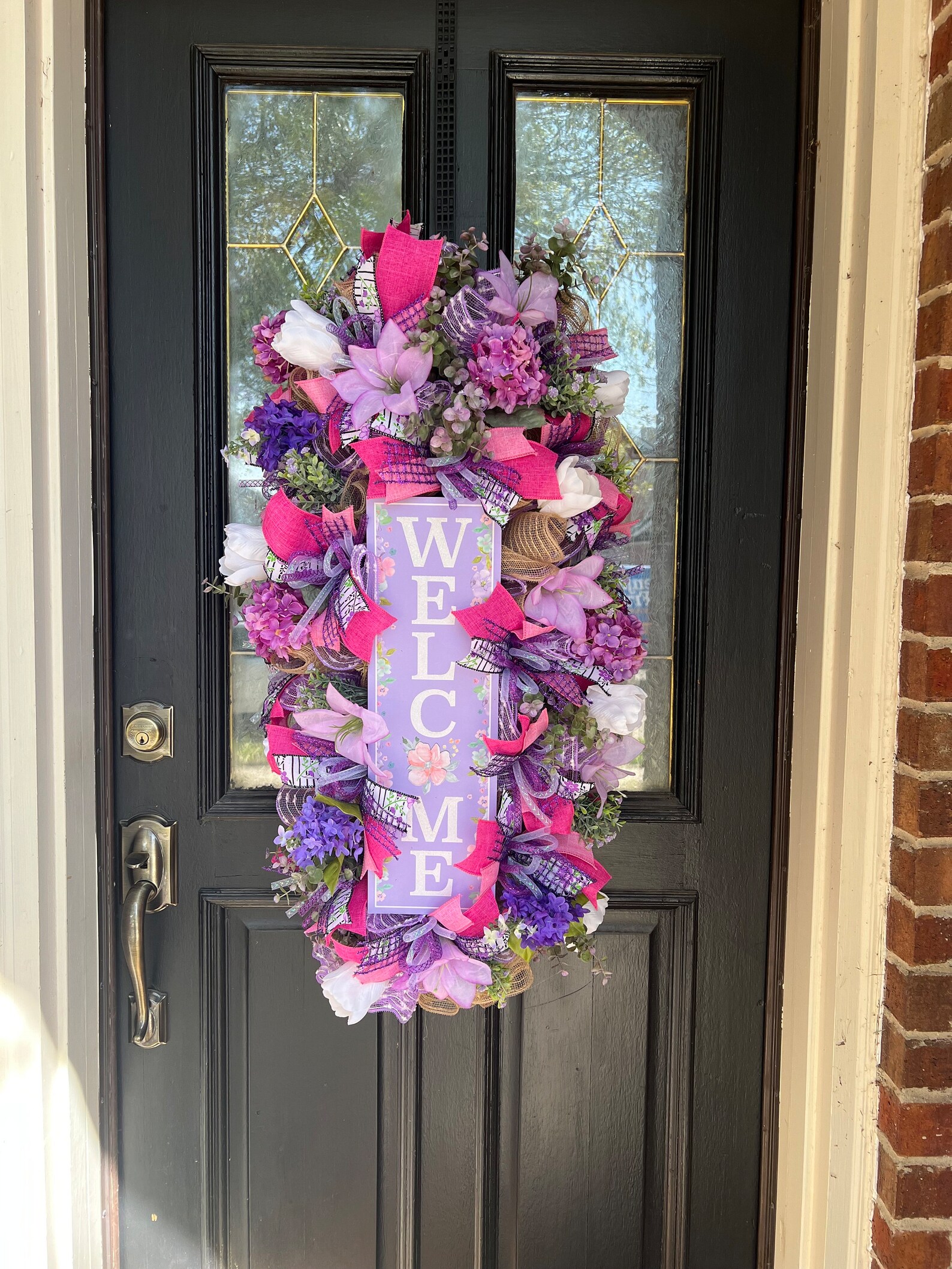 Welcome Spring, Purple Swag, Floral Swag, Xtra Large Spring Swag ...