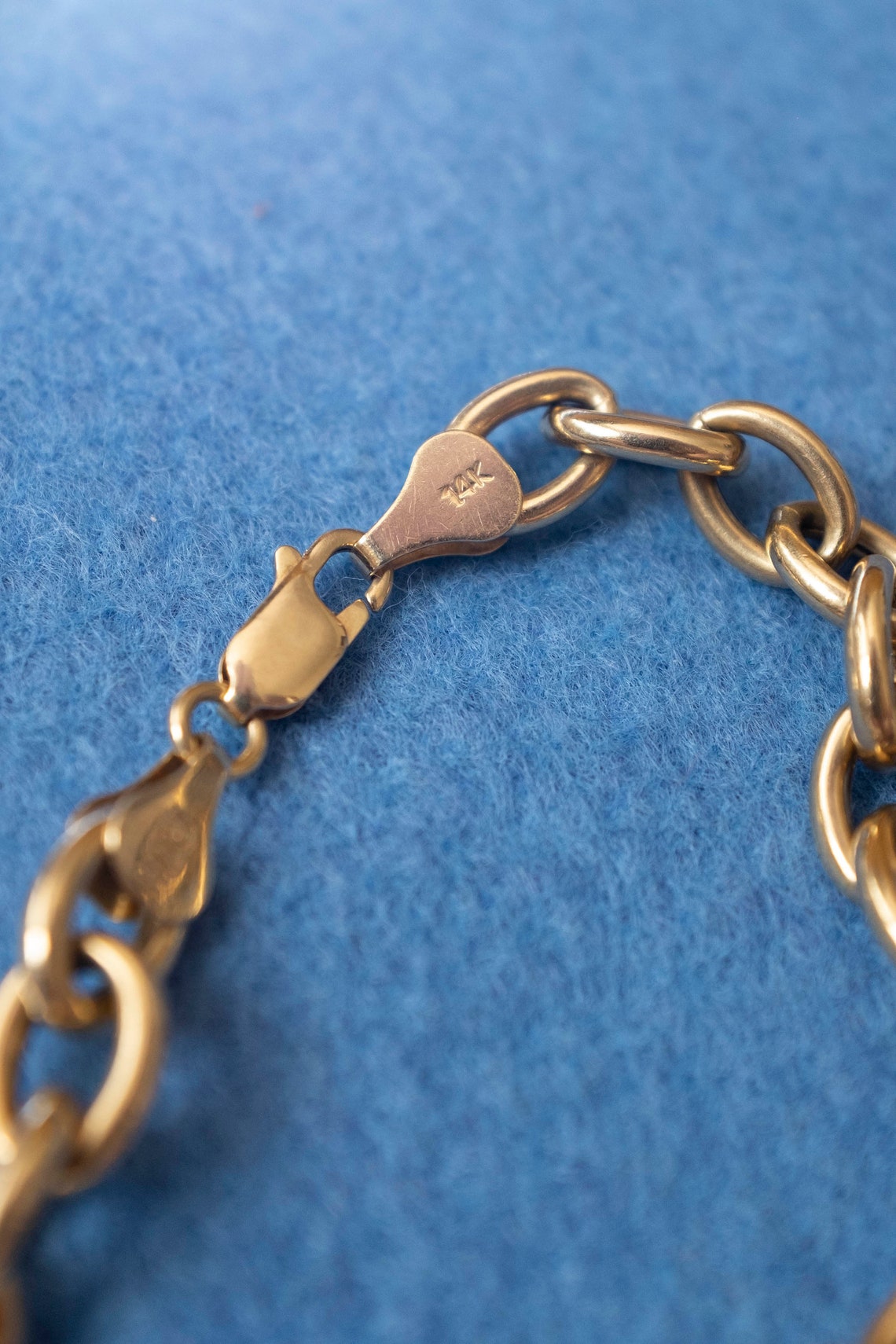 14k Vintage Link Chain Bracelet / Semi-hollow / Slinky Gold / Yellow ...