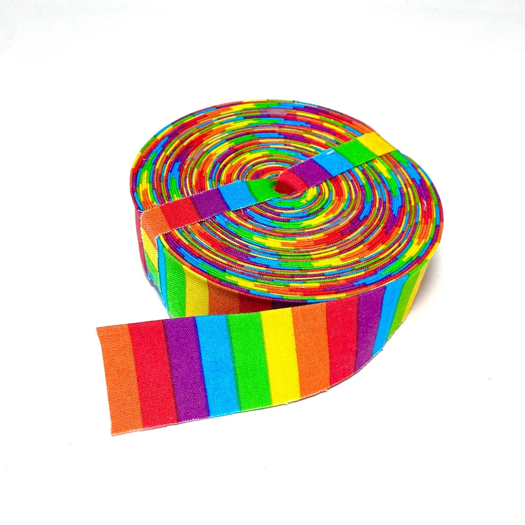 QUILT BINDING - Bright Rainbow Stripe - 100% Cotton - 7, 9 or 11 Yard ...