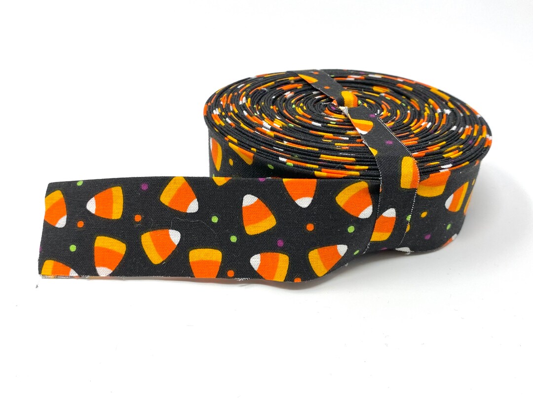 QUILT BINDING - Candy Corn Print Fabric - Orange and Black - 100% ...