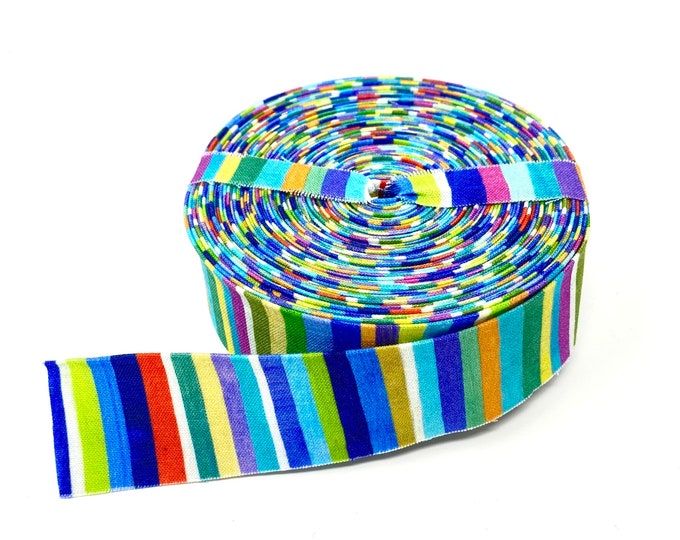 QUILT BINDING - Bright Multi-colored Stripe - 100% Cotton Fabric - 7, 9 ...