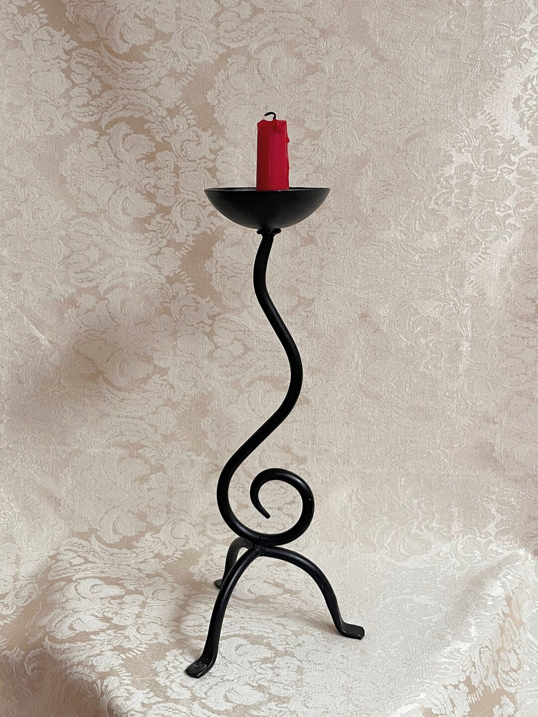 Vintage Wavy Iron Candle Holder - Etsy