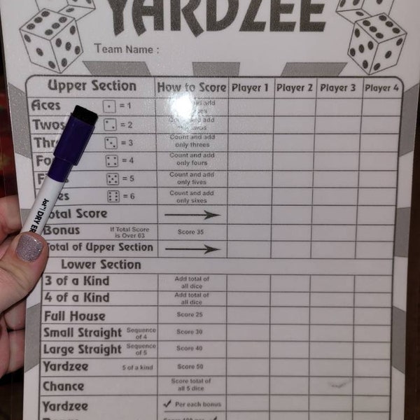 Yardzee Rules - Etsy