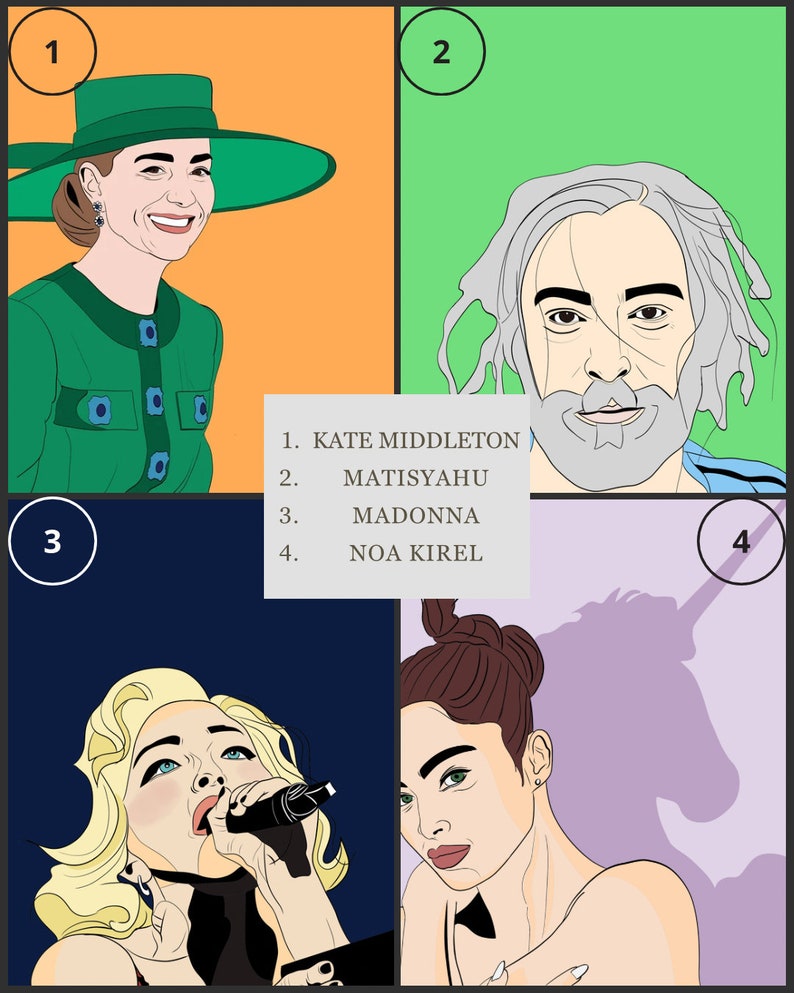 Celebrity Doodle Printable Portraits, Wall Art, Fan Art, Celebrities ...