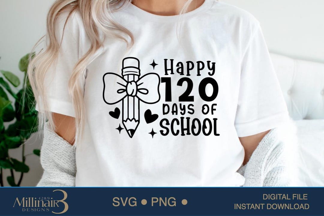 120 Days of School SVG: Pencil Bow Design (digital Download) - Etsy