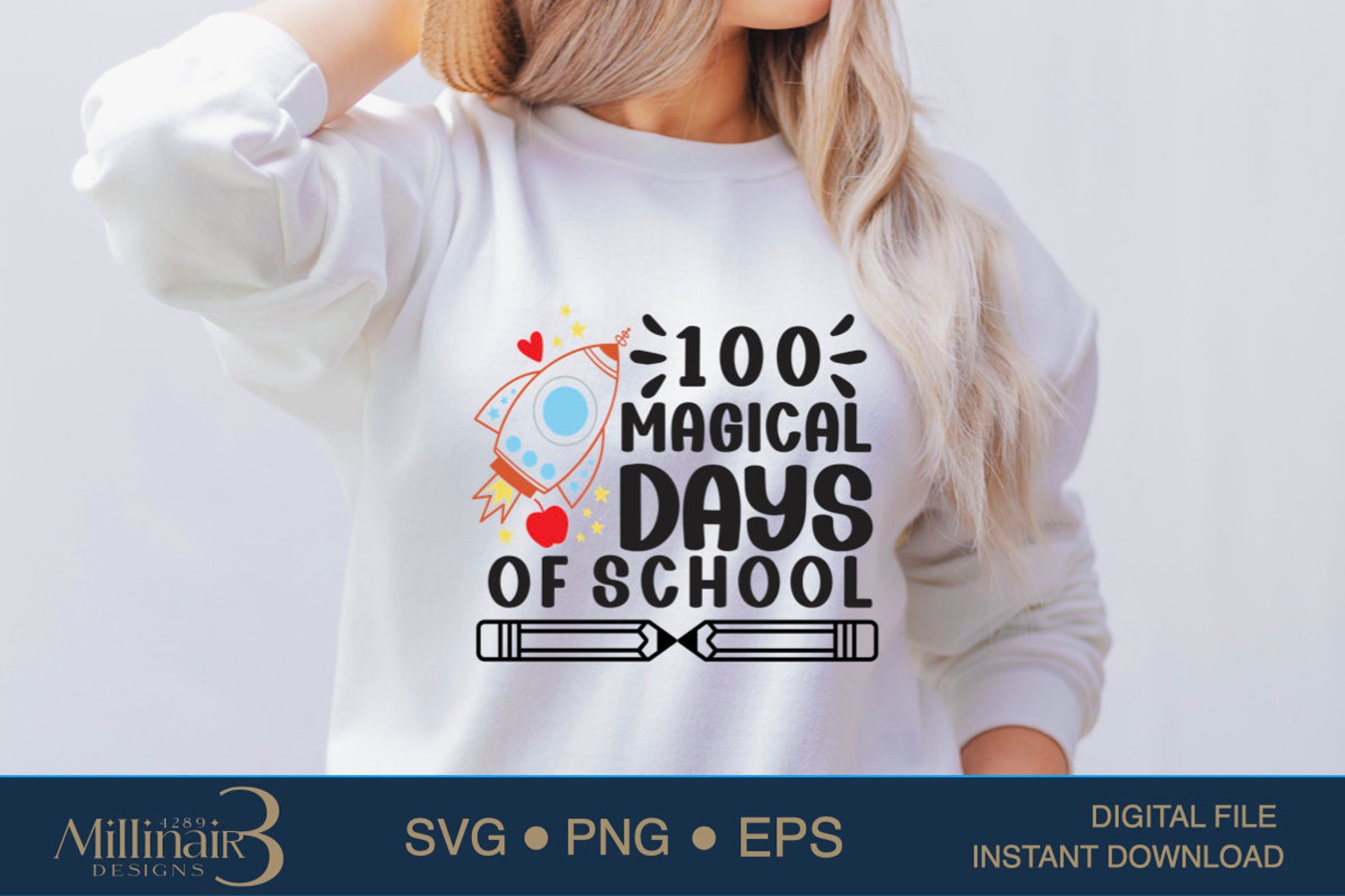 100 Magical Days of School Rocket SVG ,rocket Ship 100th Day of School ...