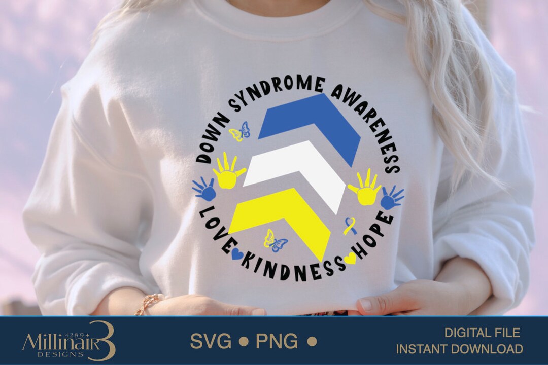 Down Syndrome Awareness Arrows SVG: Blue & Yellow Ribbon Design ...