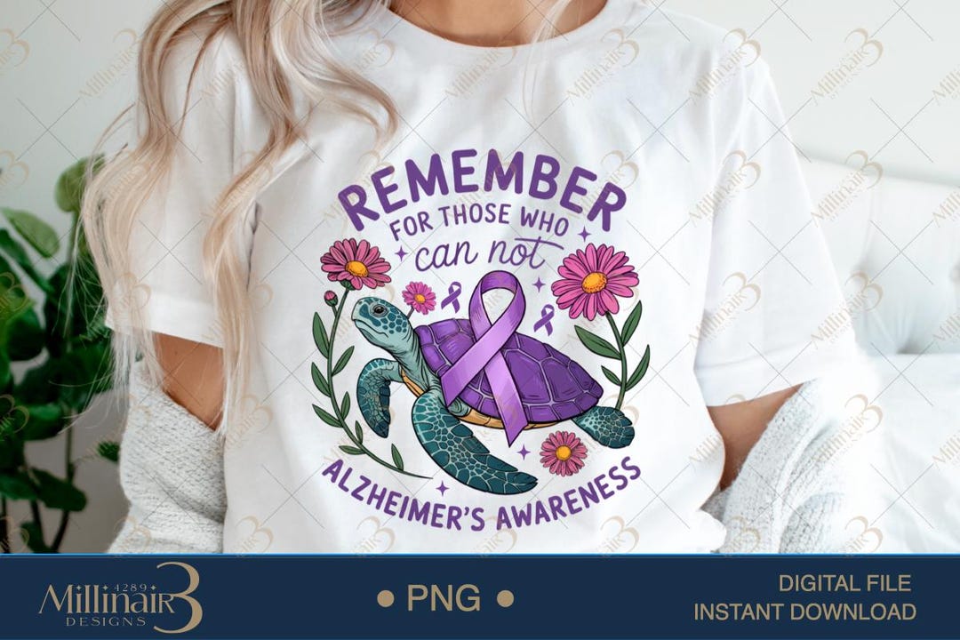 Dementia Awareness PNG: Purple Ribbon Turtle Design (digital Download ...