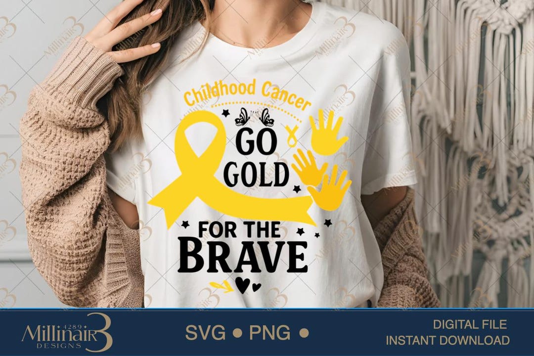 Childhood Cancer Awareness Png, Go Gold Ribbon,handprints, Childhood ...