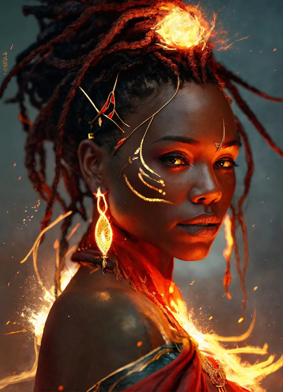 Egyptian African Fire Goddess Digital Art - Etsy