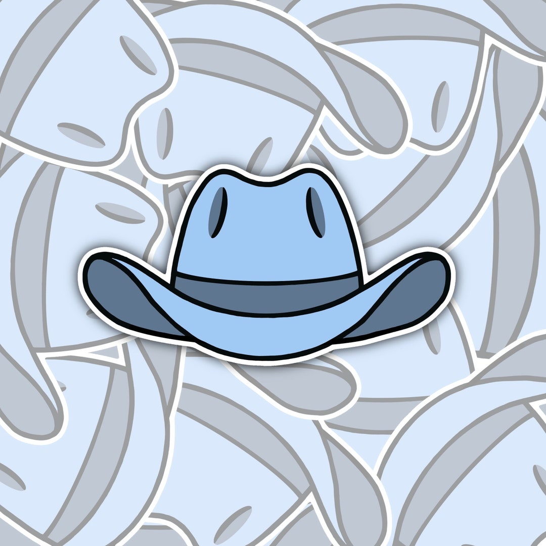Blue Cowboy Hat Sticker Decal, Disco Lover, Retro Lover, Perfect for ...