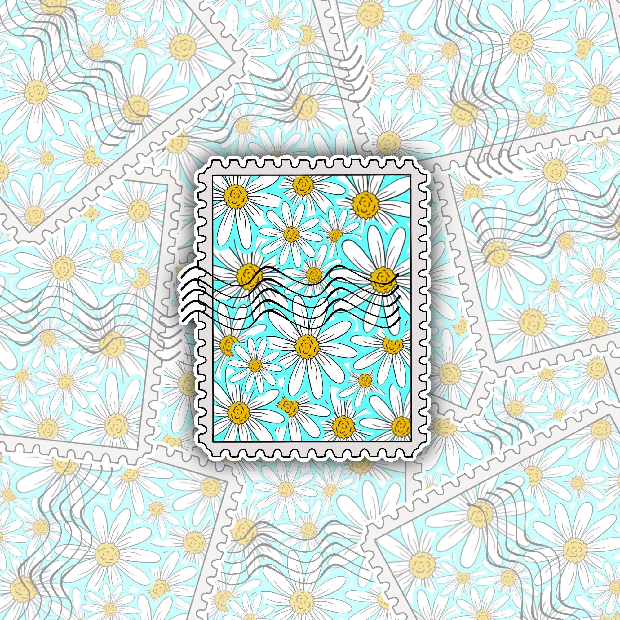 Daisy Postage Stamp Sticker Decal, Perfect for Notebooks, Laptops ...
