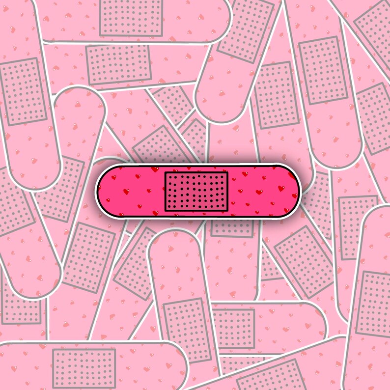 Pink Hearts Band Aid Sticker Decal Perfect for Notebooks - Etsy