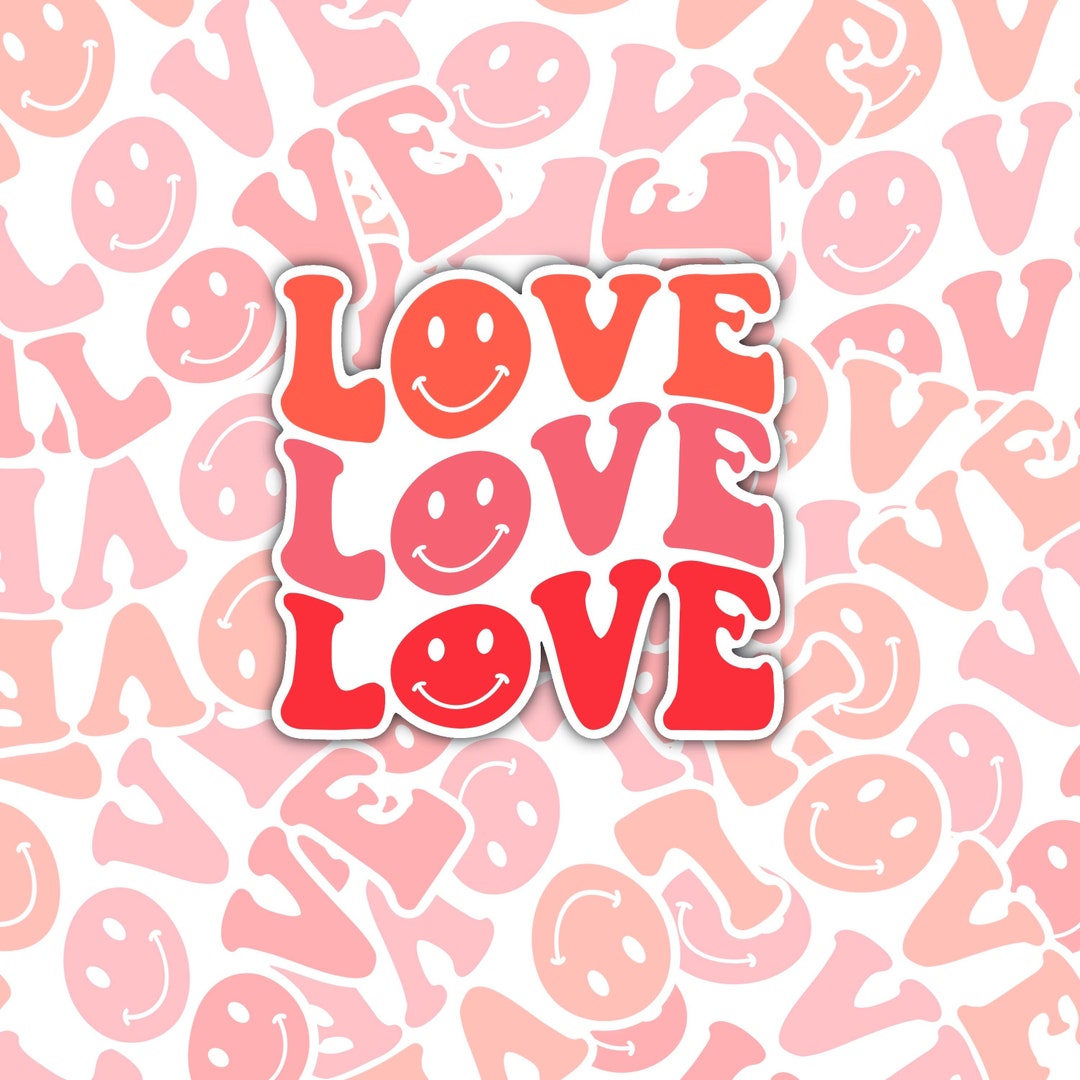 Love Love Love Sticker Decal, Water Bottle Sticker, Water Bottle Decal ...