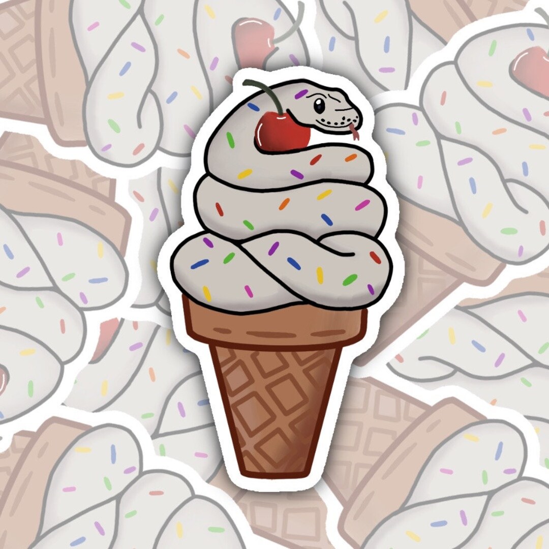 Ice Cream Snake Sticker Decal, Reptile Lover Gift, Snake Lover Gift ...