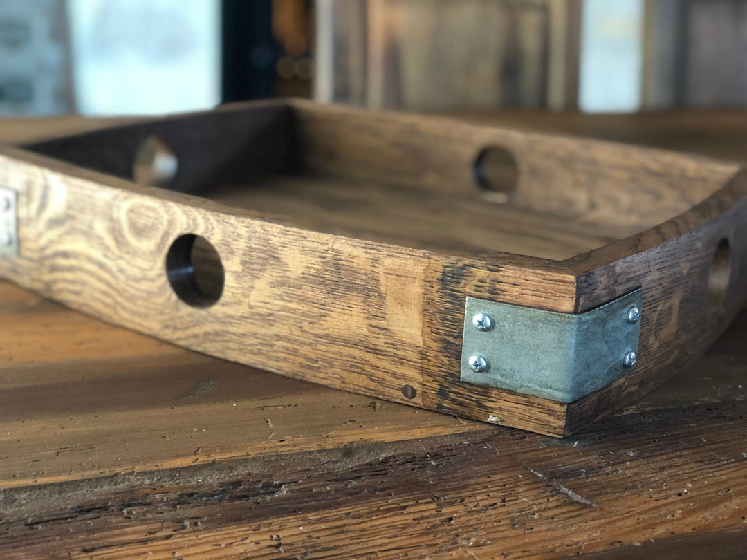 Wine Barrel Tray With Metal Detail and Bung Hole Handles - Etsy