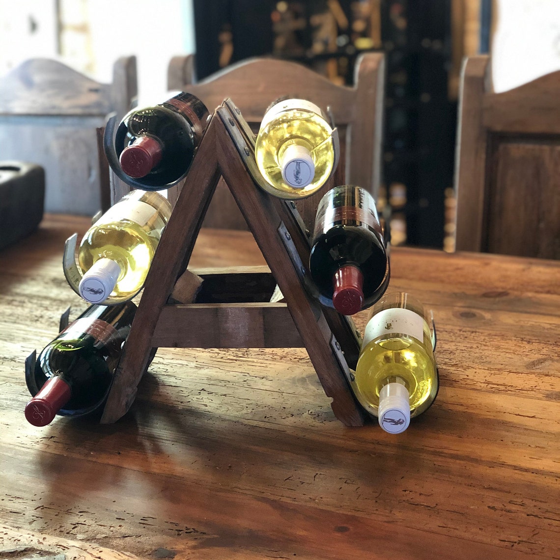 Wine Rack 6 Bottle-barrel Stave and Metal Bands - Etsy