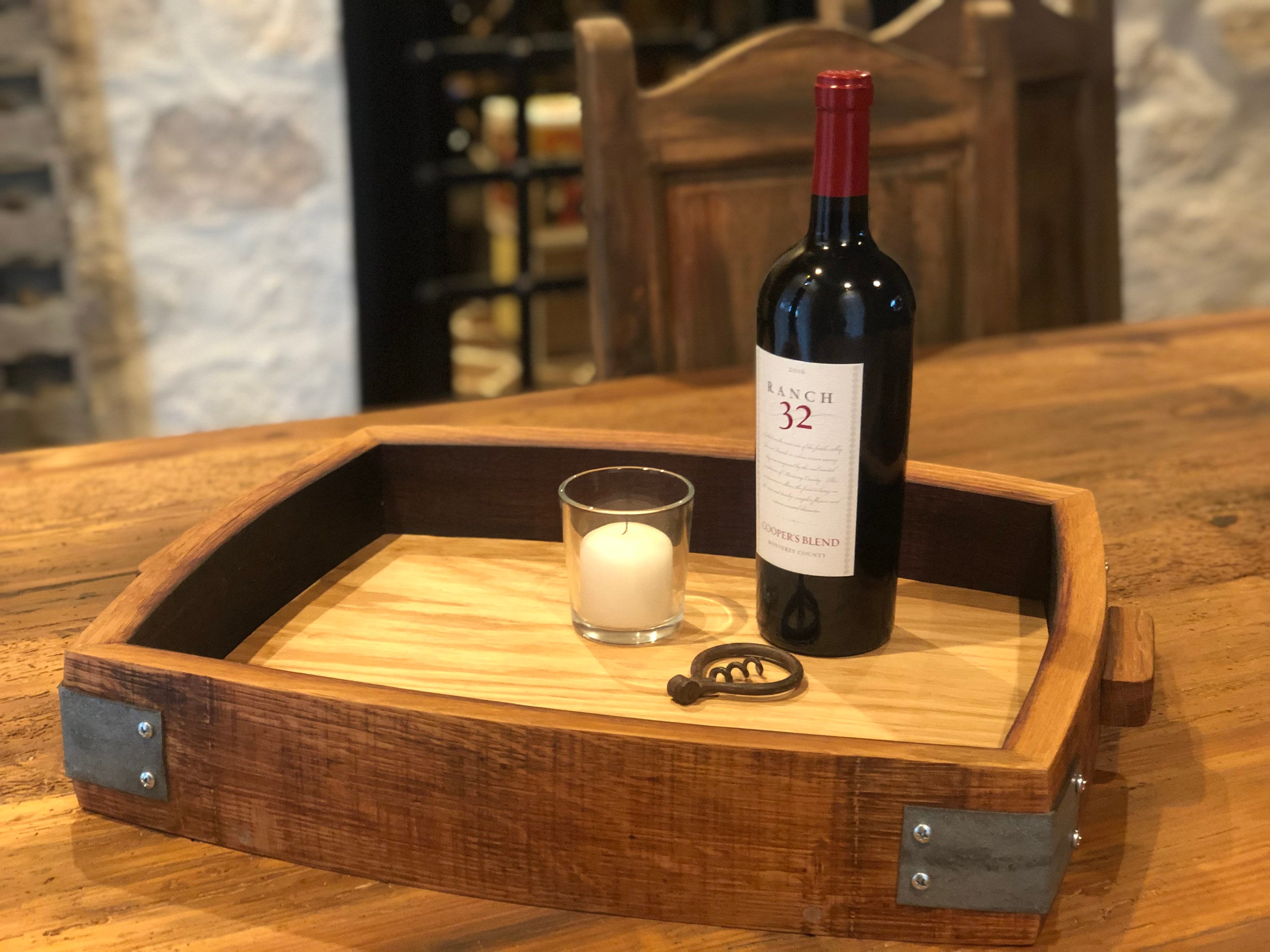 Wine Barrel Tray With Metal Detail and Wood Handles - Etsy