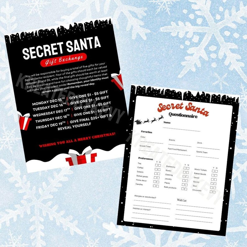 EDITABLE Secret Santa | Staff Fun | Secret Gift Exchange | Instant Pdf ...