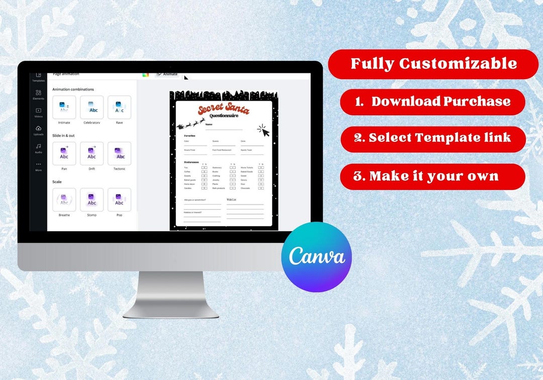 EDITABLE Secret Santa | Staff Fun | Secret Gift Exchange | Instant Pdf ...