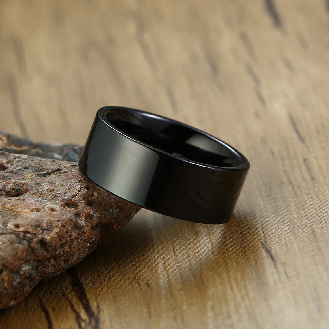 Fully black ring Rings for Men simple black ring black | Etsy