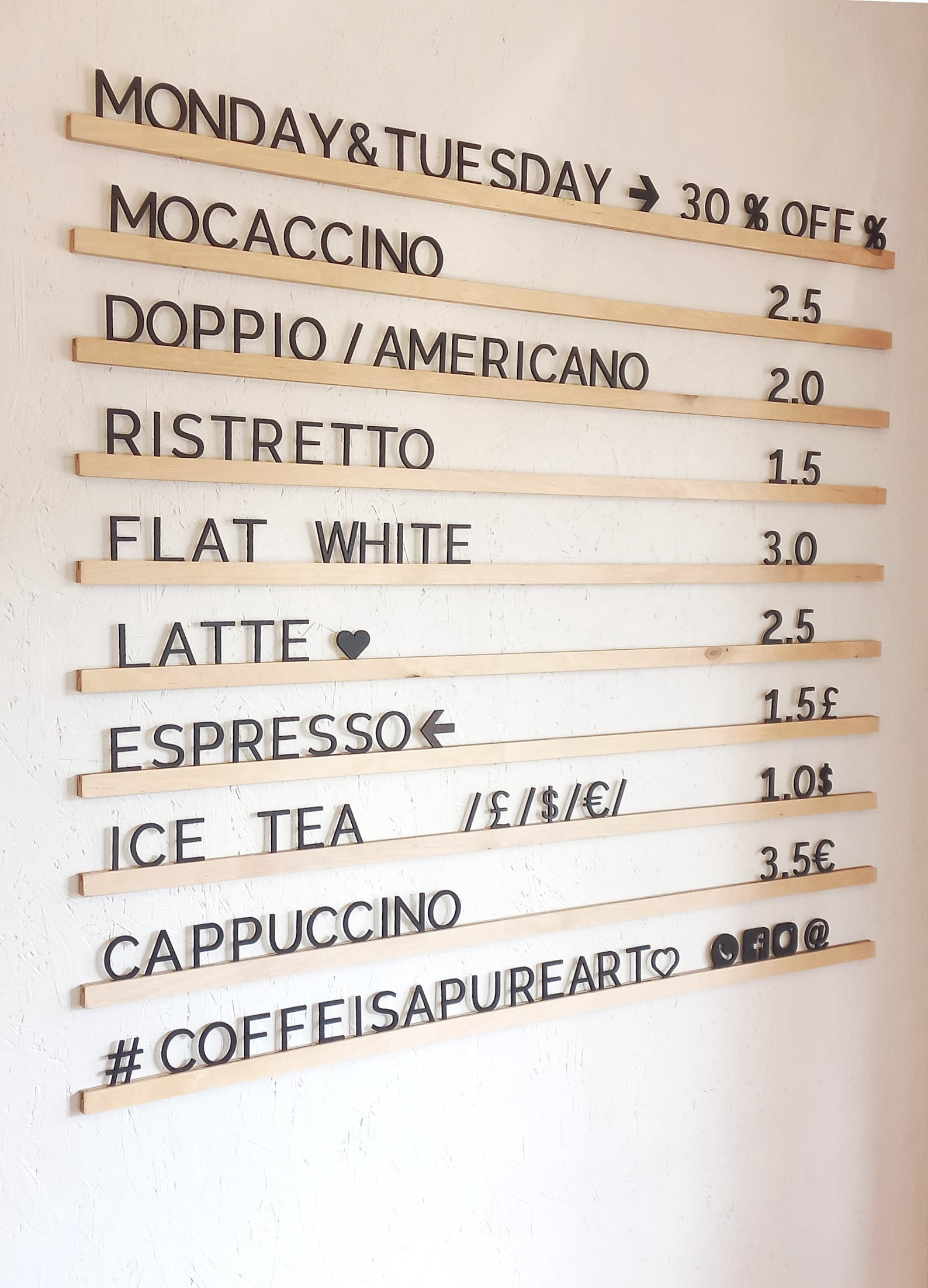 Black Wooden Letter Plus Wooden Rails Menu Board, Changeable Letter ...