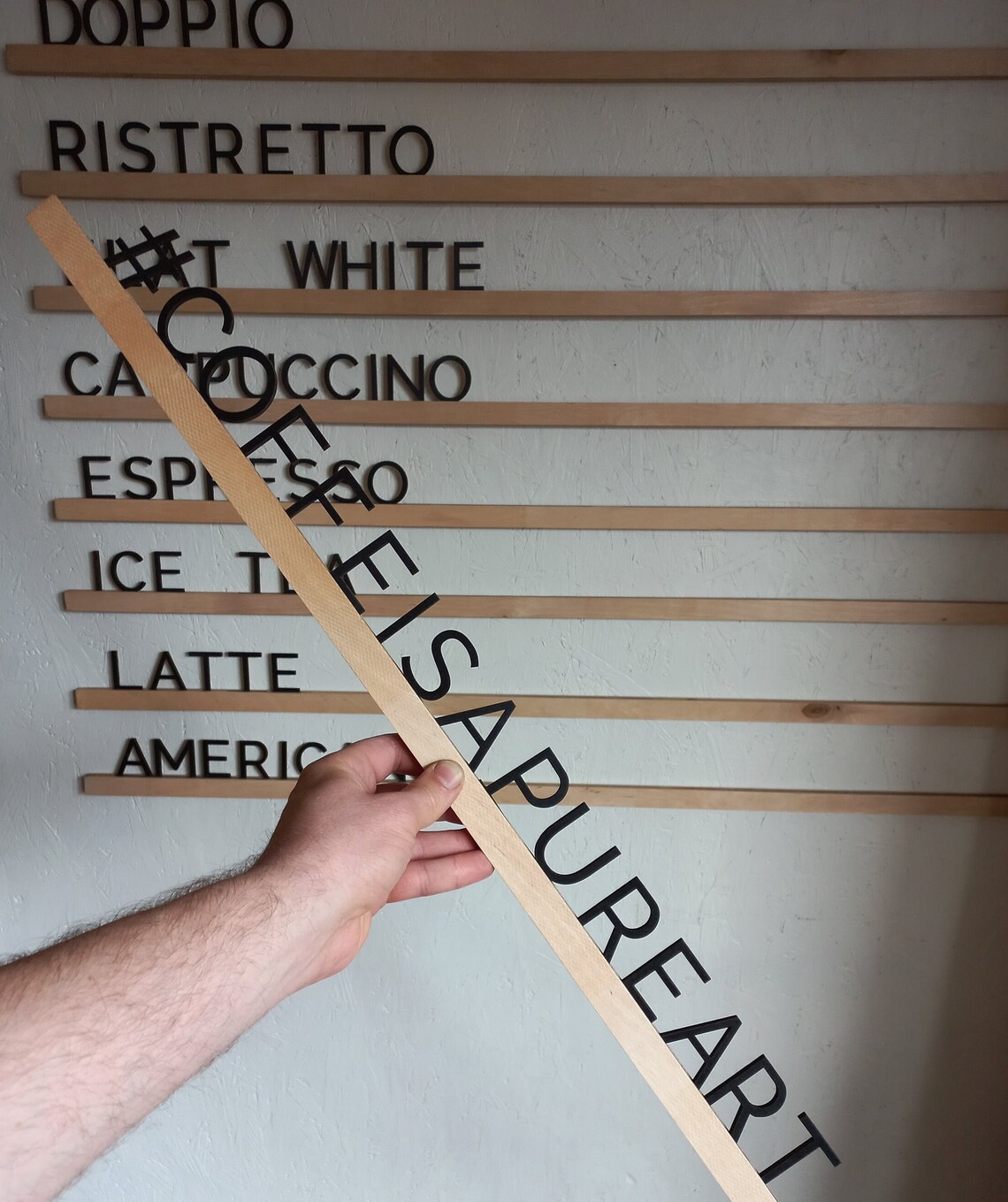Black Letter Menu Board Natural Wood Rails, Changeable Bar Sign ...