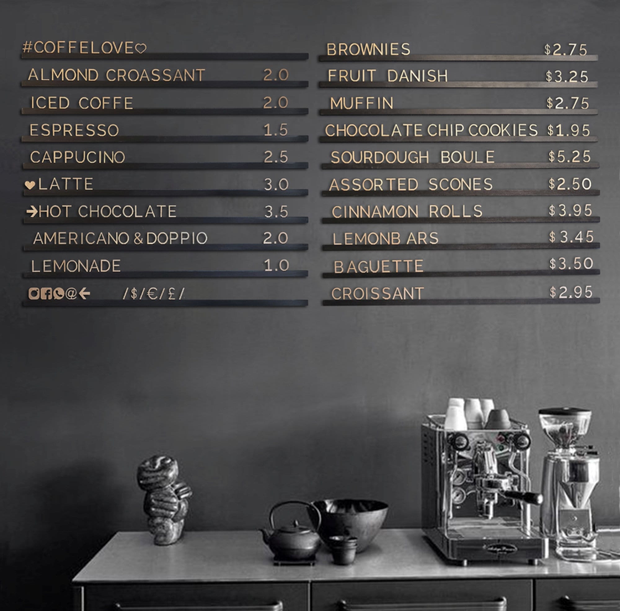 Wooden Letter Board: Light Letters & Black Rails | Versatile Letter ...