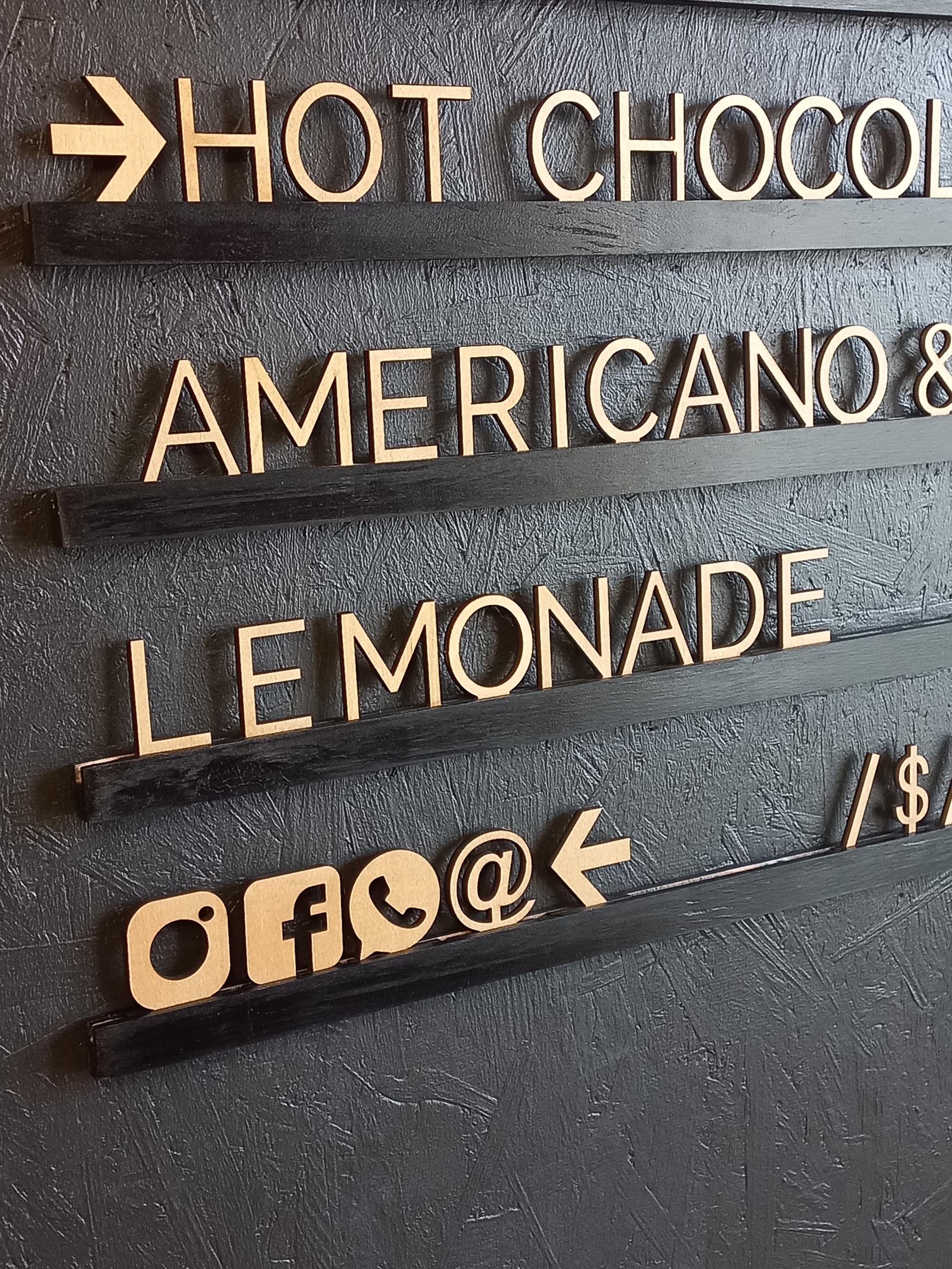 Light Wooden Letter Black Wooden Rails Menu Board, Changeable Letter ...