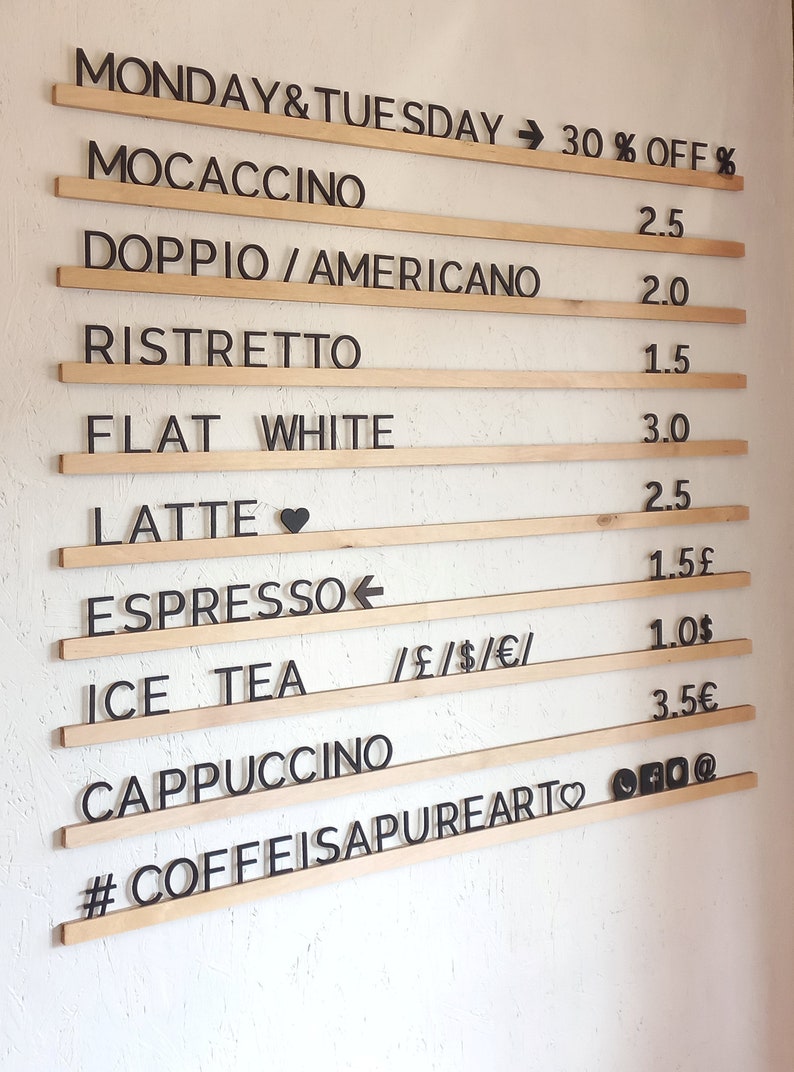 Wooden Letter Board: Black Letters & Light Rails | Versatile Letter ...