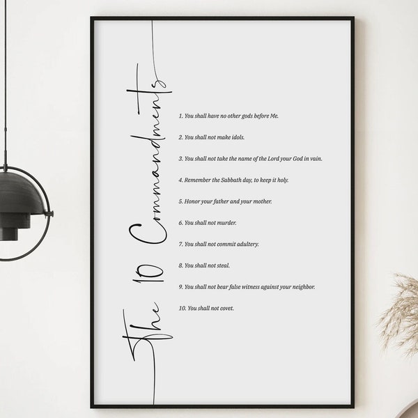 The Ten Commandments Bible Verse Wall Art, Ten Commandments Printable ...