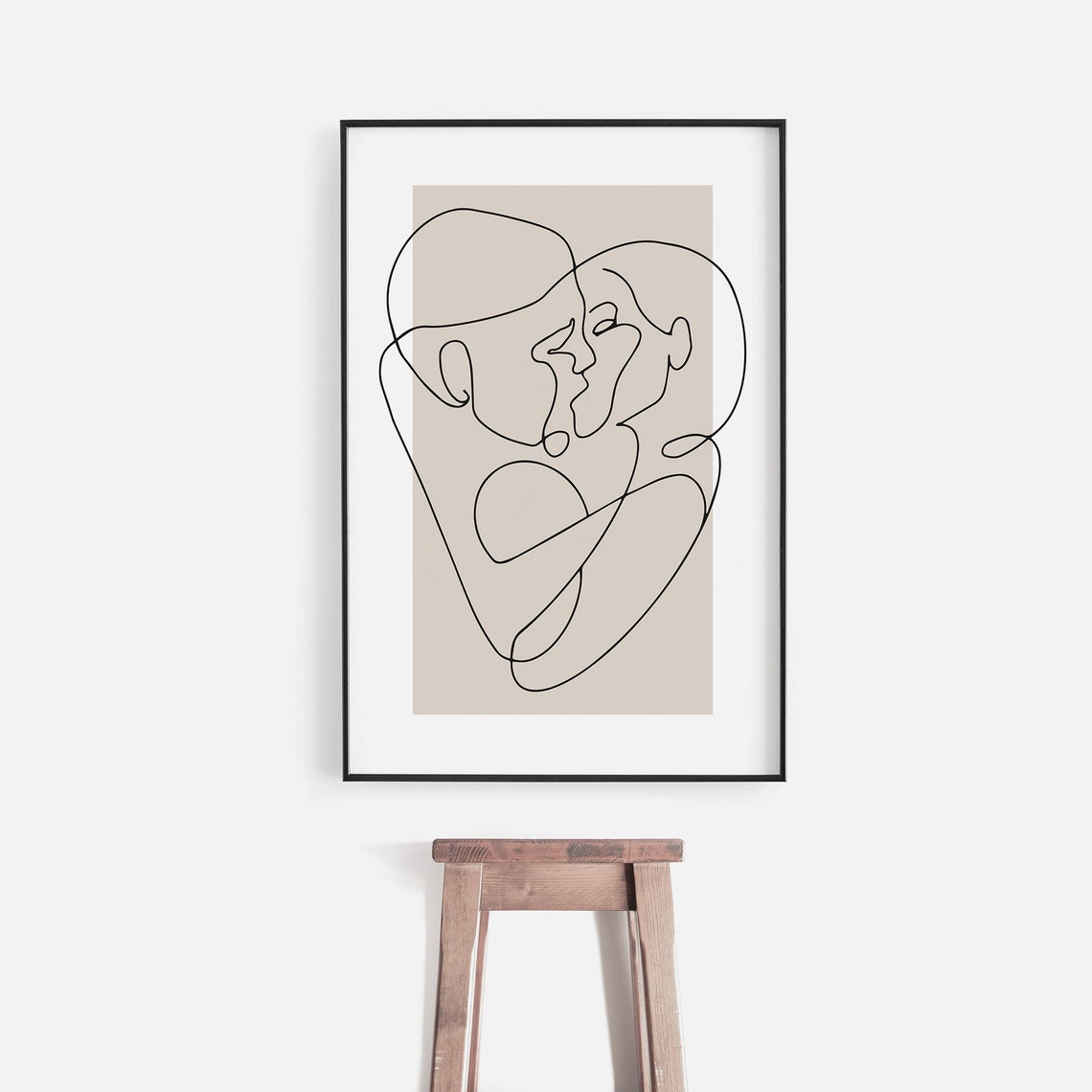 Couple One Line Art Love Line Wall Art Modern Minimal Wall - Etsy