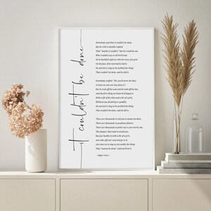It Couldn't Be Done Poem by Edgar Guest Print, Home Office Wall Art ...