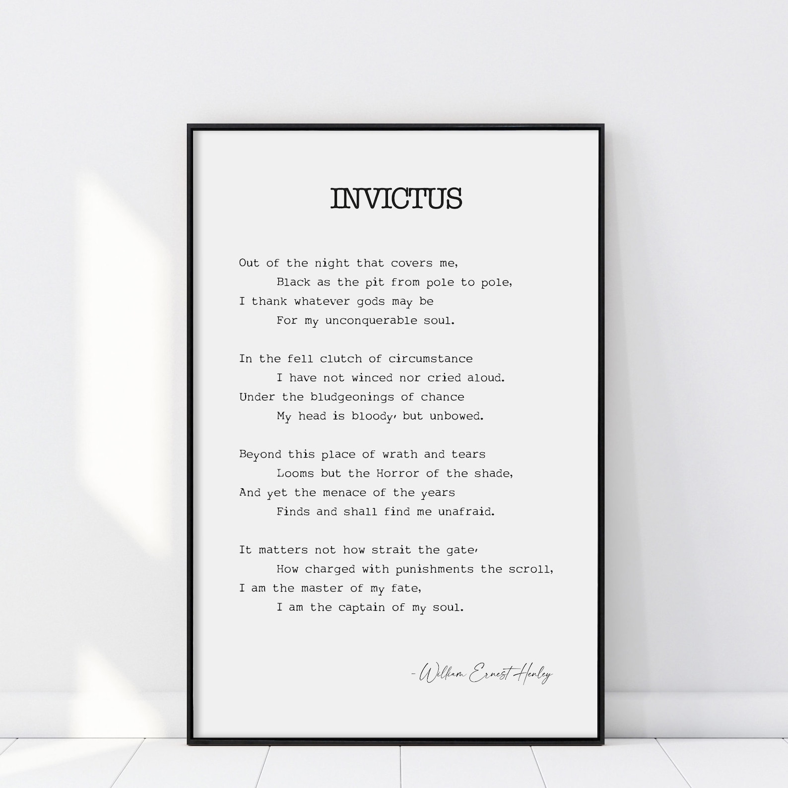 Poema invictus William Ernest Henley cita inspiradora cita | Etsy