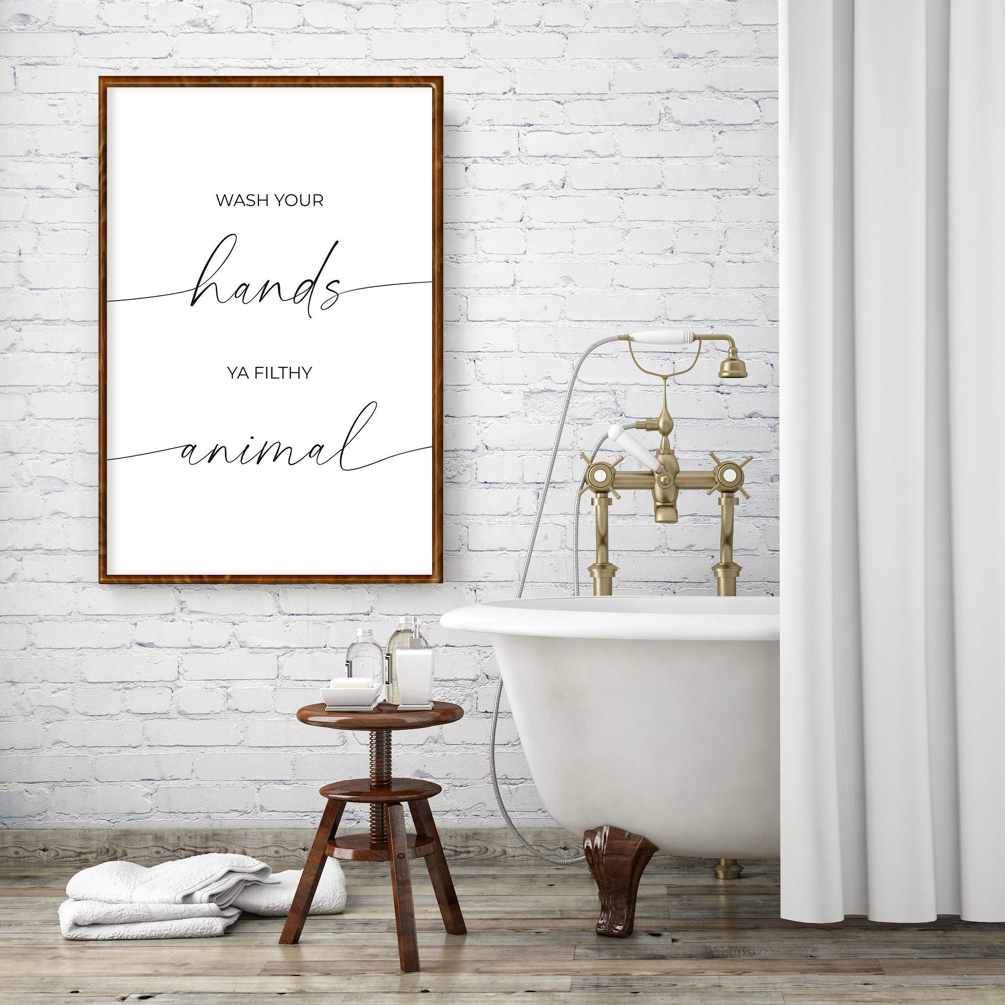 Wash Your Hands Ya Filthy Animal Print, Bathroom Quote, Home Decor Wall ...