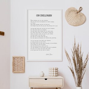 On Children Poem by Kahlil Gibran Quote the Prophet, Home Decor Wall ...