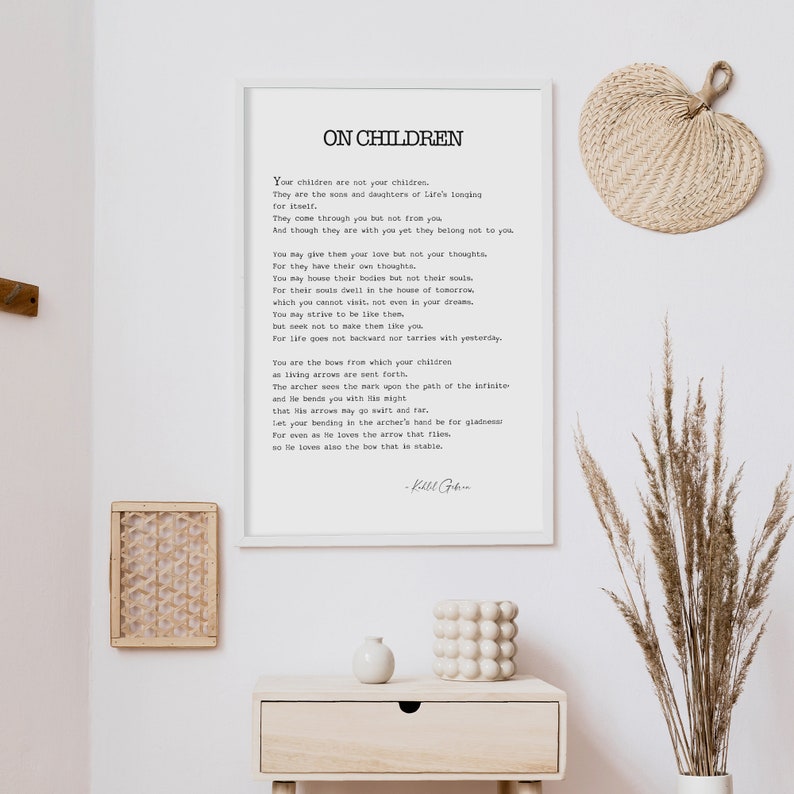On Children Poem by Kahlil Gibran Quote the Prophet Home - Etsy
