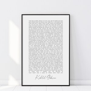 On Love Poem by Kahlil Gibran Quote the Prophet, Home Decor Wall Art ...