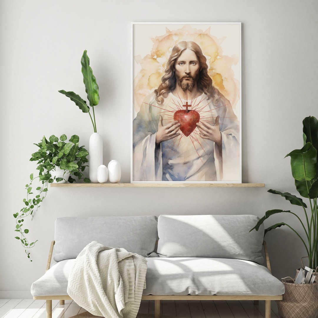 Sacred Heart of Jesus Wall Art, Inspiring Christian Wall Art, Spiritual ...