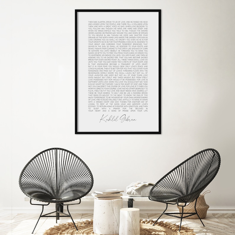 On Love Poem by Kahlil Gibran Quote the Prophet, Home Decor Wall Art ...
