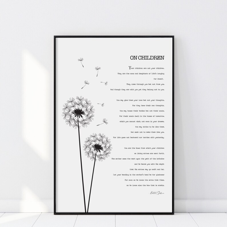 On Children Poem by Kahlil Gibran Quote the Prophet Home - Etsy