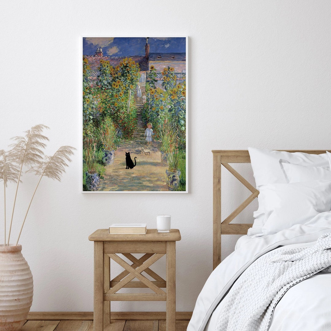 Claude Monet Print, Black Cat Wall Art, Botanical Wall Art, Monet ...