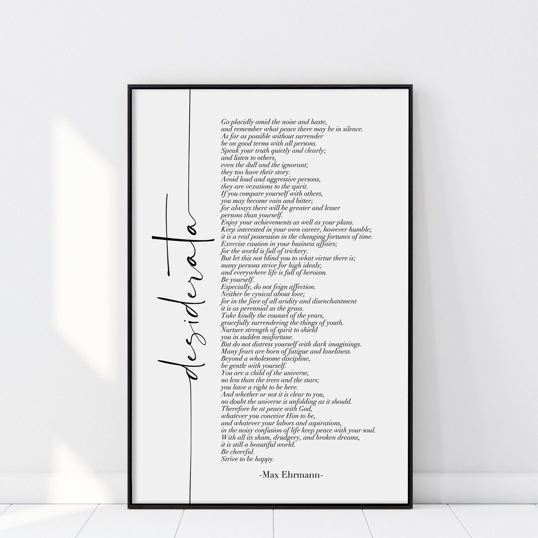 Desiderata Max Ehrmann Print, Literature Print, Inspirational Poetry ...