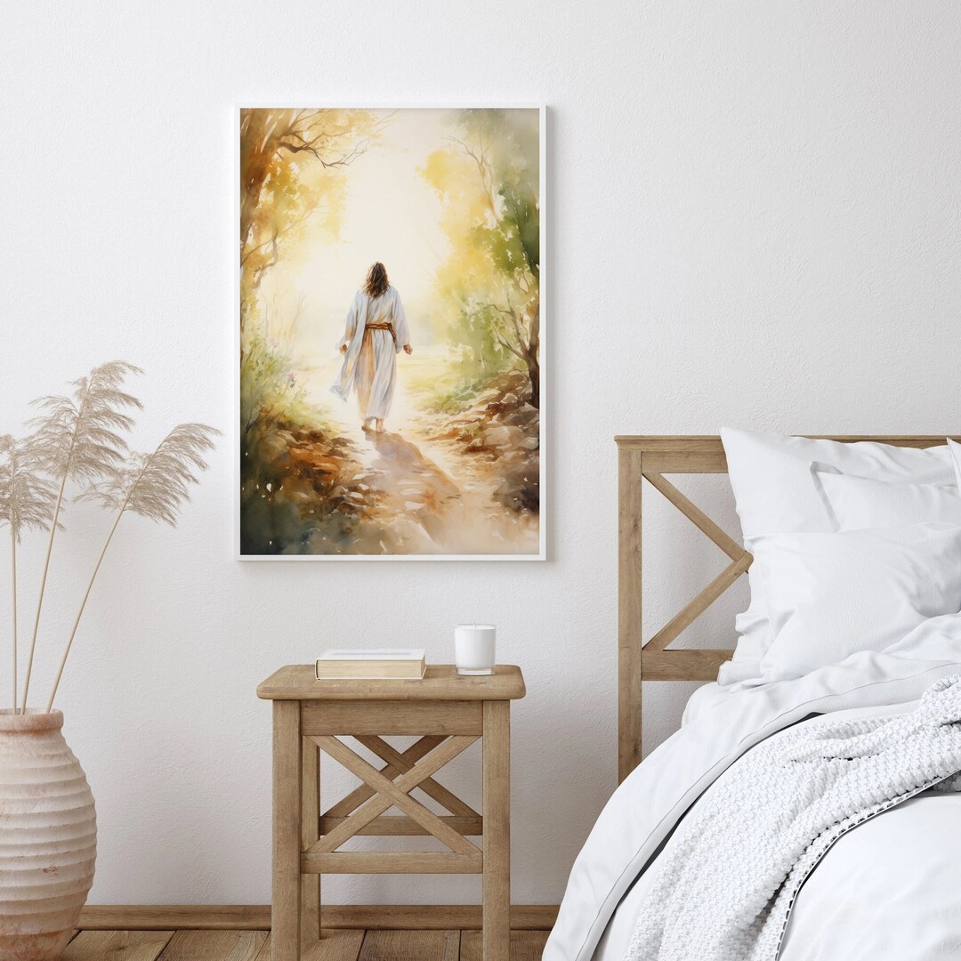 Jesus on the Path Wall Art, Lost Sheep, Christian Wall Art, Spiritual ...