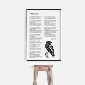 The Raven Poem Wall Art, Literary Art Print, Edgar Allan Poe Art, Book ...