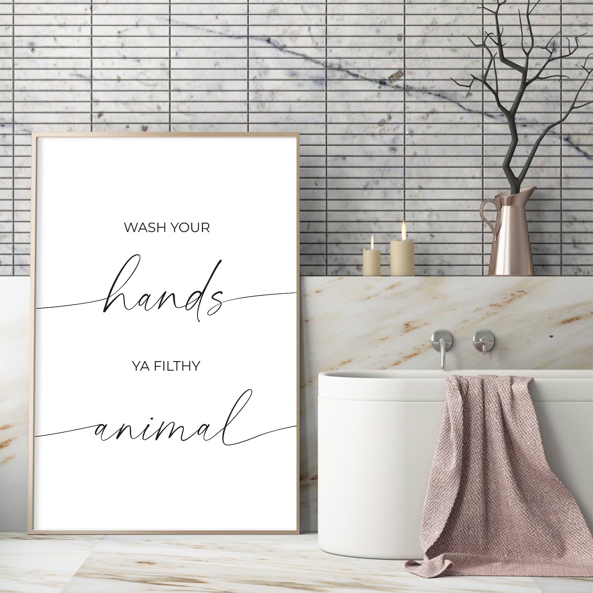 Wash Your Hands Ya Filthy Animal Print, Bathroom Quote, Home Decor Wall ...
