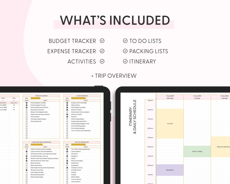 Travel Spreadsheet Template, Group Travel Planner, Travel Itinerary ...
