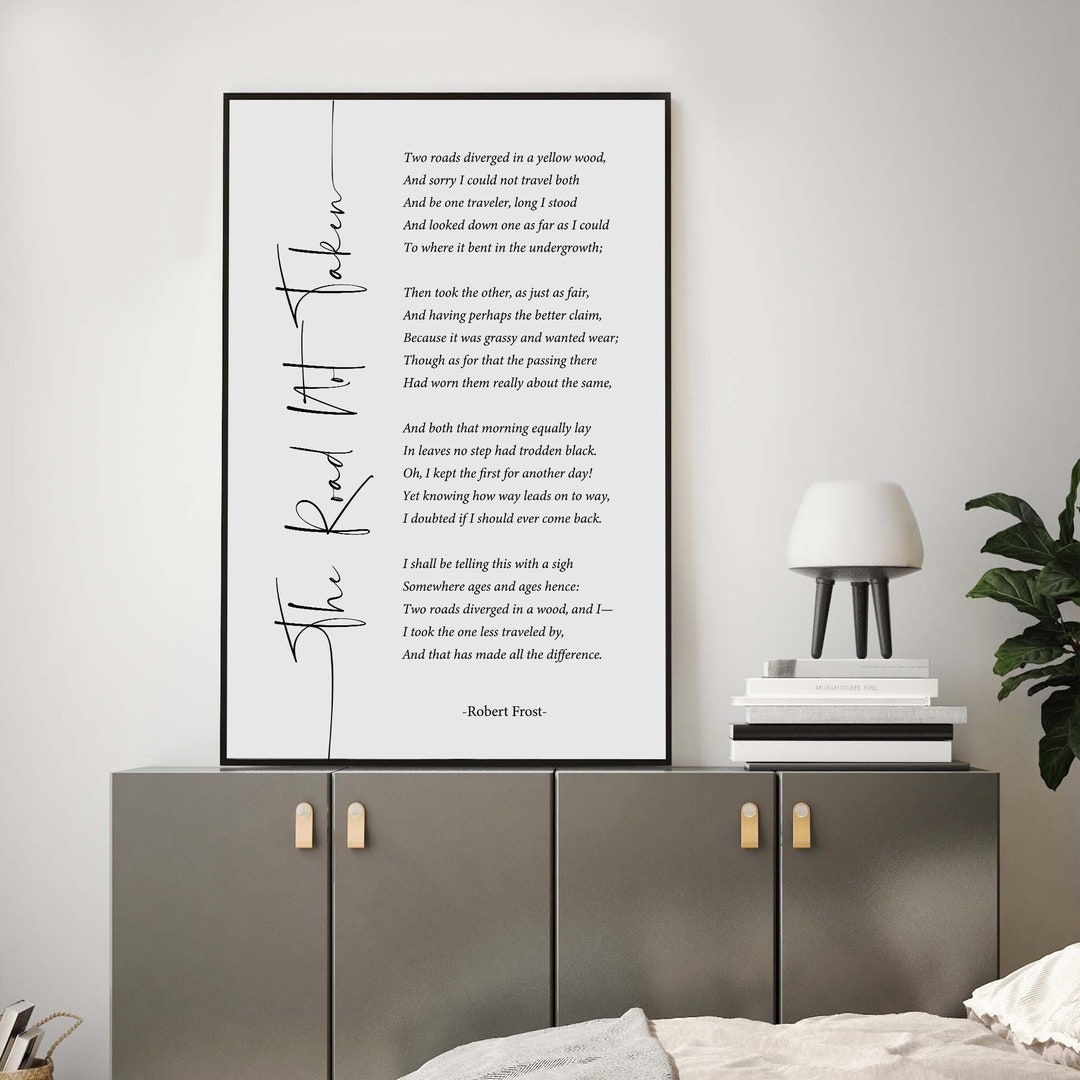 The Road Not Taken Print, Robert Frost Poem, Office Wall Art ...