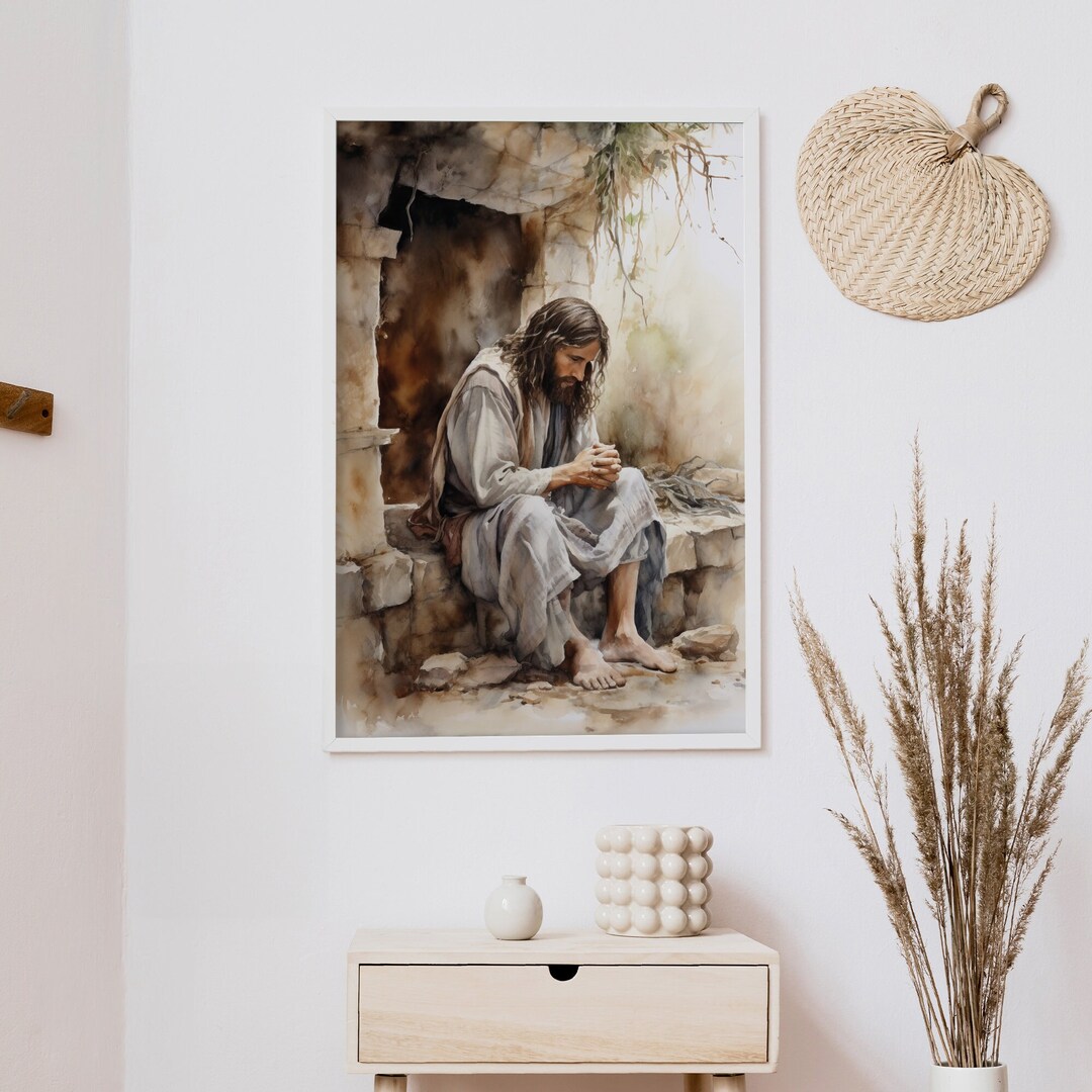 Jesus Praying Wall Art, Christian Wall Art, Spiritual Wall Art ...