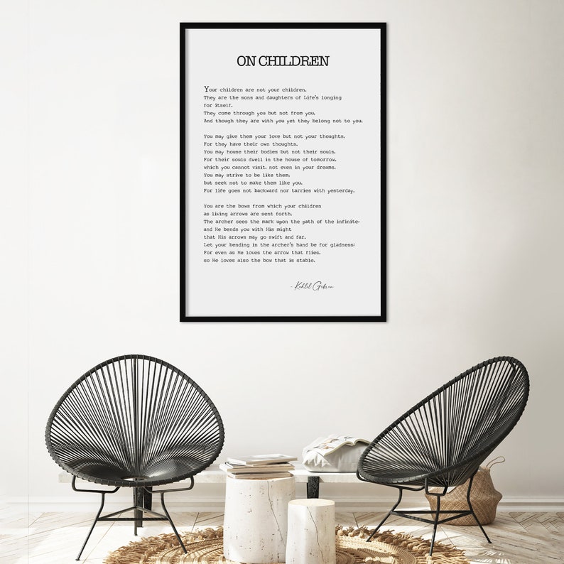 On Children Poem by Kahlil Gibran Quote the Prophet Home - Etsy